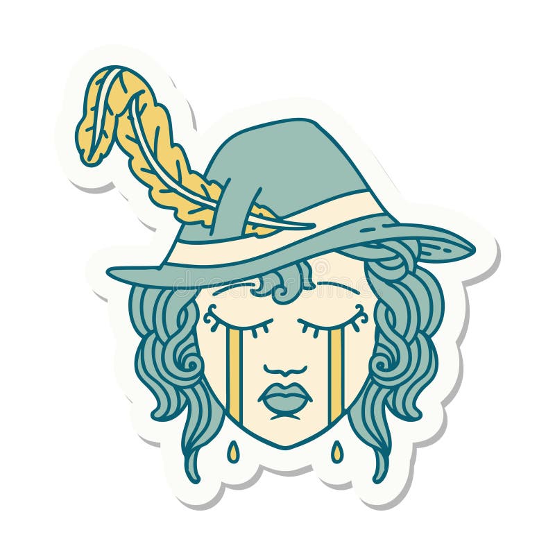 Crying Human Bard Sticker for Role Play Game Stock Vector ...