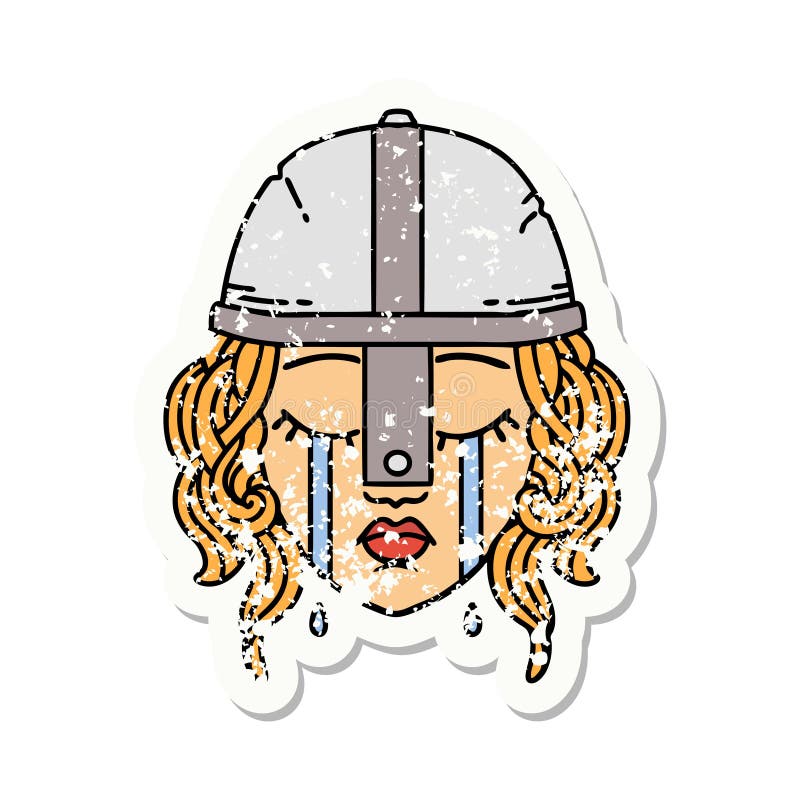 Crying Human Fighter Grunge Sticker for Role Play Game Stock Vector ...