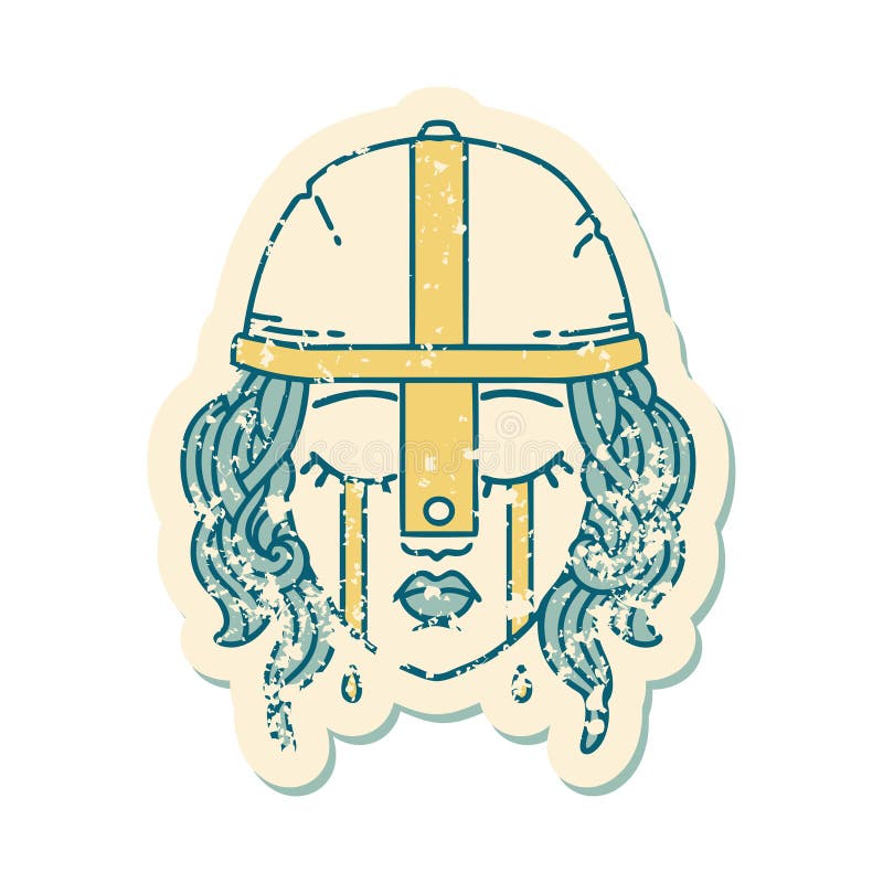 Crying Human Fighter Grunge Sticker for Role Play Game Stock Vector ...