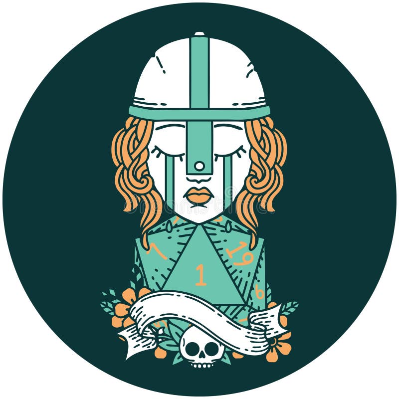 Crying Human Fighter with Natural One D20 Dice Roll Icon Stock Vector ...
