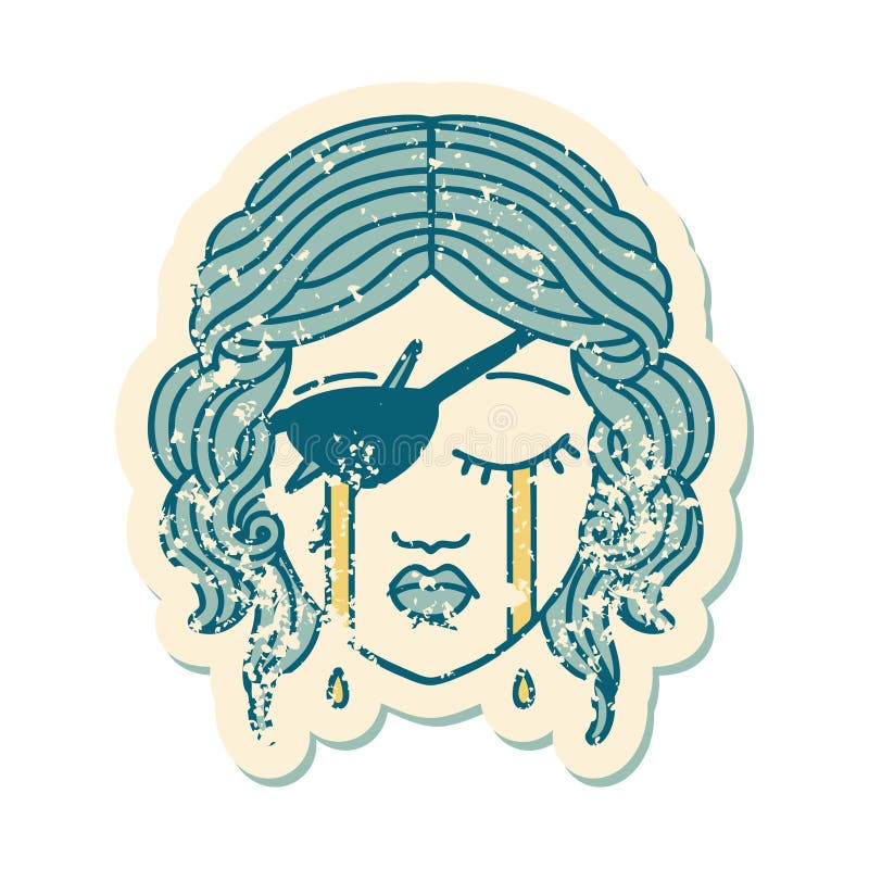 Crying Human Rogue Character Grunge Sticker Stock Vector - Illustration ...