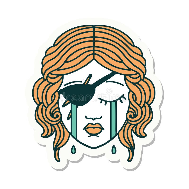Crying Human Rogue Character Sticker for Role Play Game Stock Vector ...
