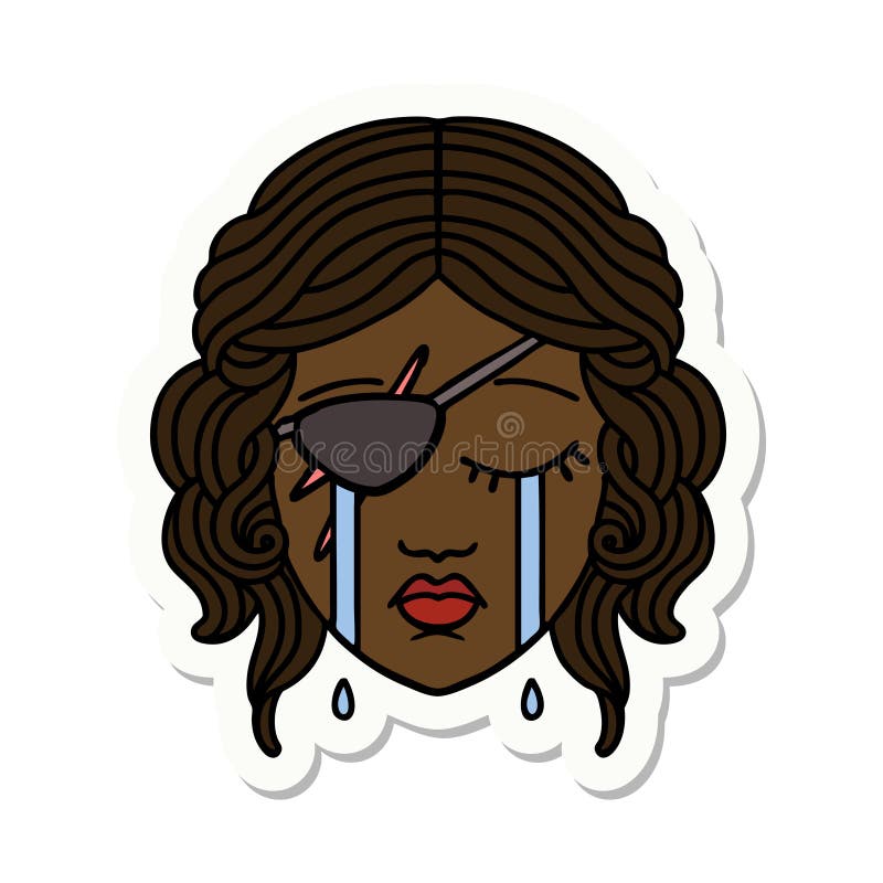 Crying Human Rogue Character Sticker for Role Play Game Stock Vector ...