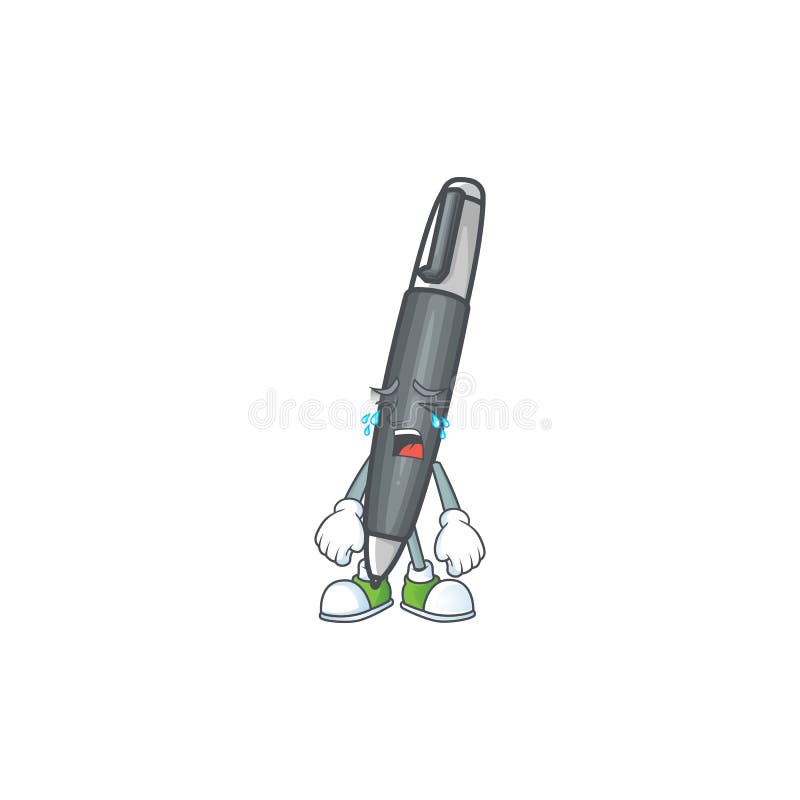 Crying Icon Black Ballpoint with Cartoon Character Stock Vector ...