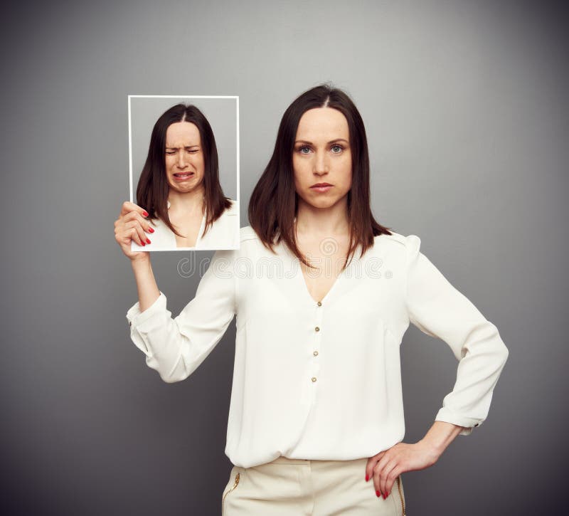 Smiley Woman Thoughtful Inside Stock Image - Image of frame, idea: 30414709