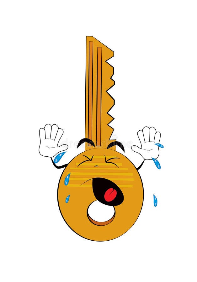 Crying key cartoon stock illustration. Illustration of lock - 48732638