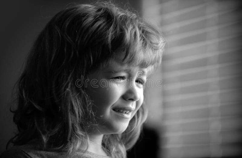Crying Kid Boy. Sad Child with Tears at Home. Stock Photo - Image of ...
