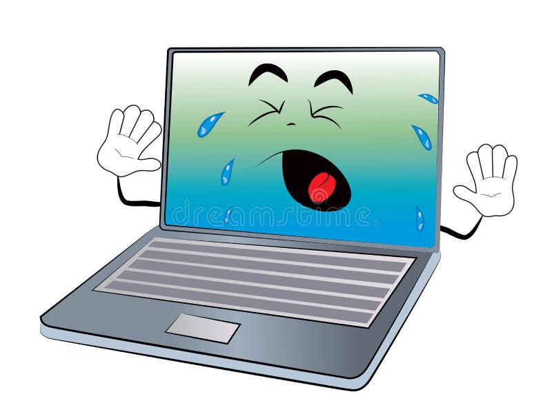 Crying laptop cartoon stock illustration. Illustration of clipart ...