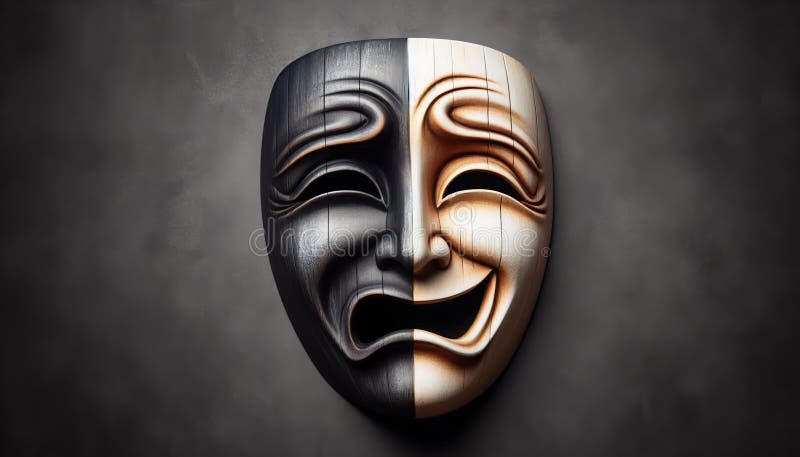 Crying and Laughing Theater Mask Stock Illustration - Illustration of ...