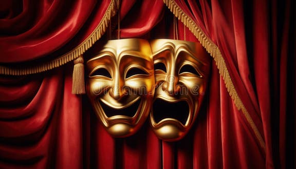 Crying and Laughing Theater Mask Stock Illustration - Illustration of ...