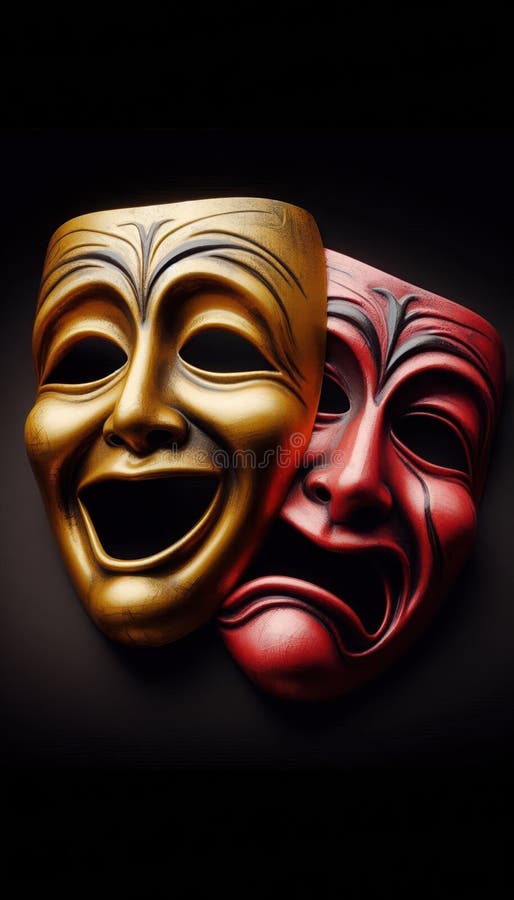Crying and Laughing Theater Mask Stock Illustration - Illustration of ...