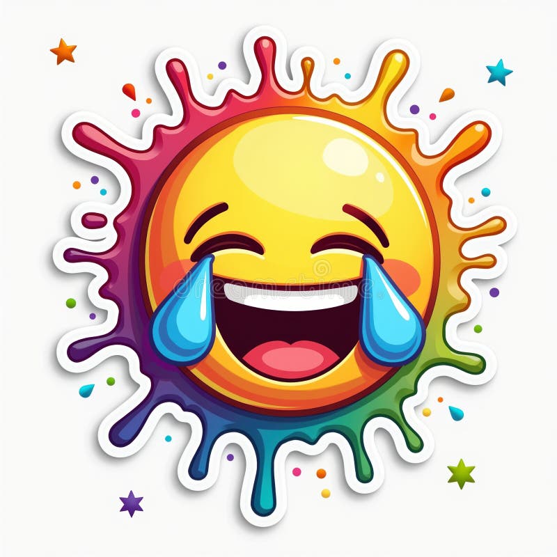 Crying with Laughter Emoji in Rainbow Splatter Stock Illustration ...