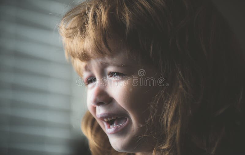 Crying Little Boy. Sad Child at Home. Stock Photo - Image of teething ...