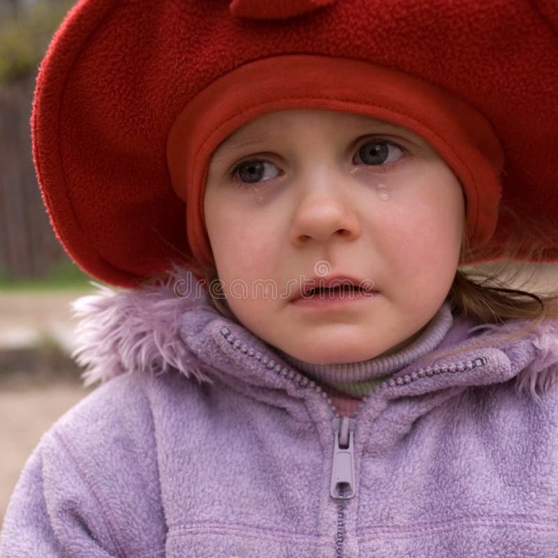 Little Girl Red Coat Tear Flower Stock Photos - Free & Royalty-Free ...