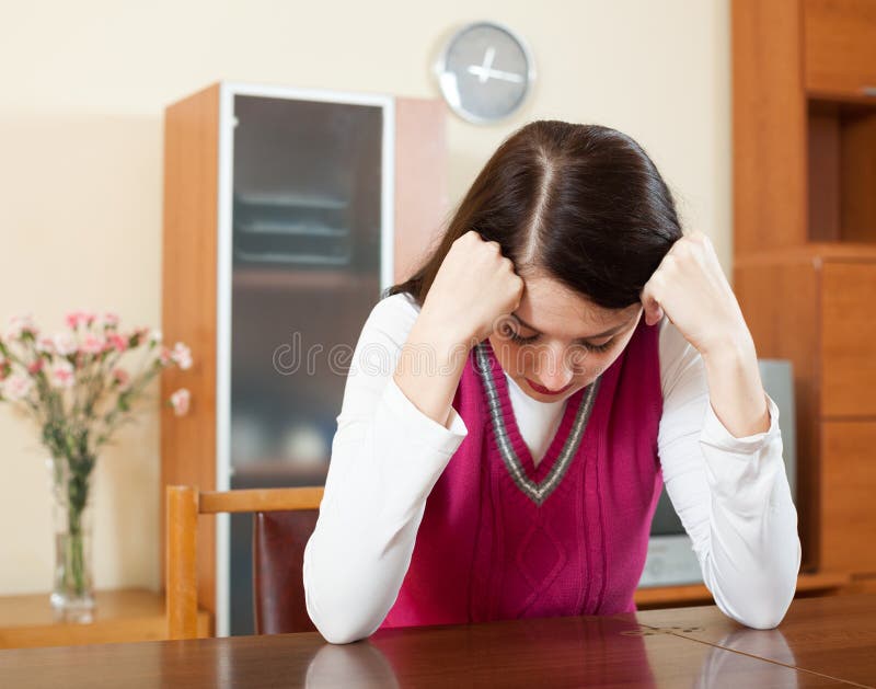 Crying Lonely Brunette Woman Stock Image - Image of onliness, stressed ...