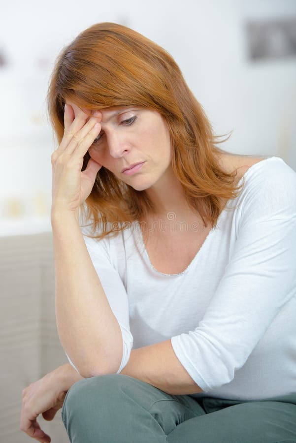 Crying Lonely Woman on Sofa at Home Stock Image - Image of heartbreak ...