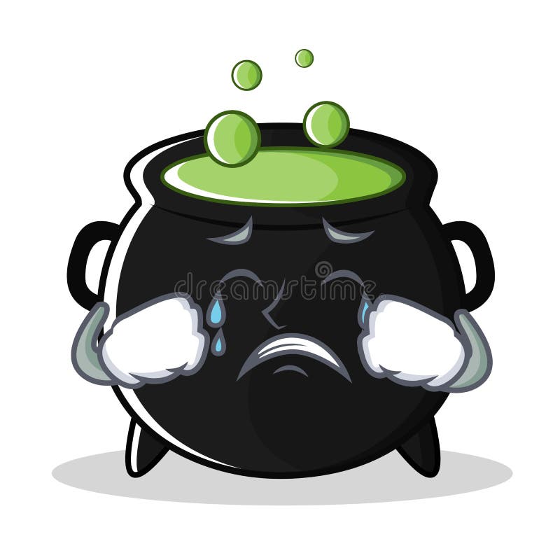 Crying Magic Cauldron Character Cartoon Stock Vector - Illustration of ...