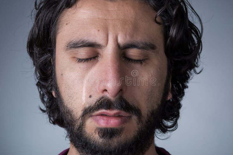 Crying Man with Beard stock photo. Image of selective - 88917502
