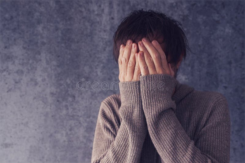 Crying Man with Face in Hands Stock Photo - Image of crying, loneliness ...