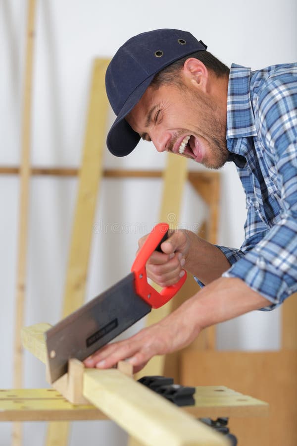 Crying Man during Occupational Accident Stock Photo - Image of ...