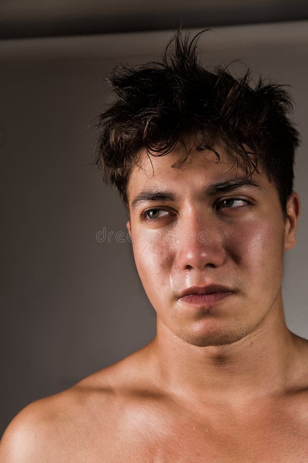 Crying Man with Tears in Eye Closeup Stock Image - Image of adult ...