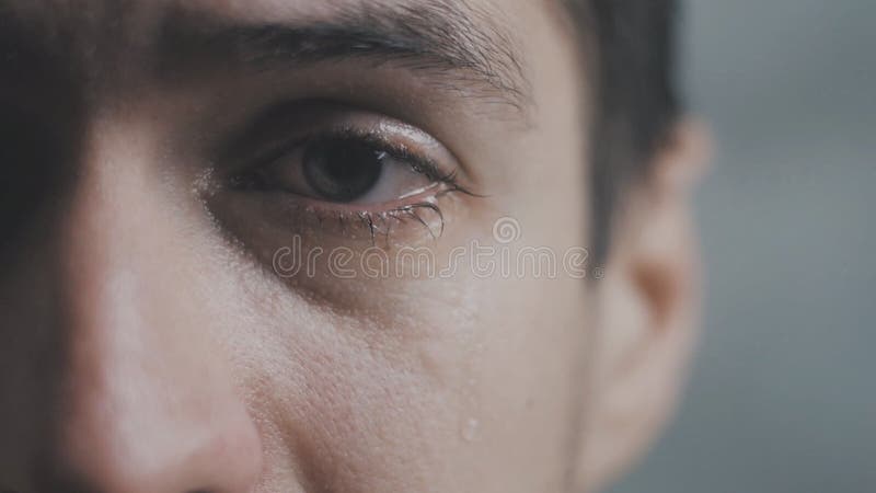 Close Up of Crying Man with Tears in Eye Stock Footage - Video of loss ...