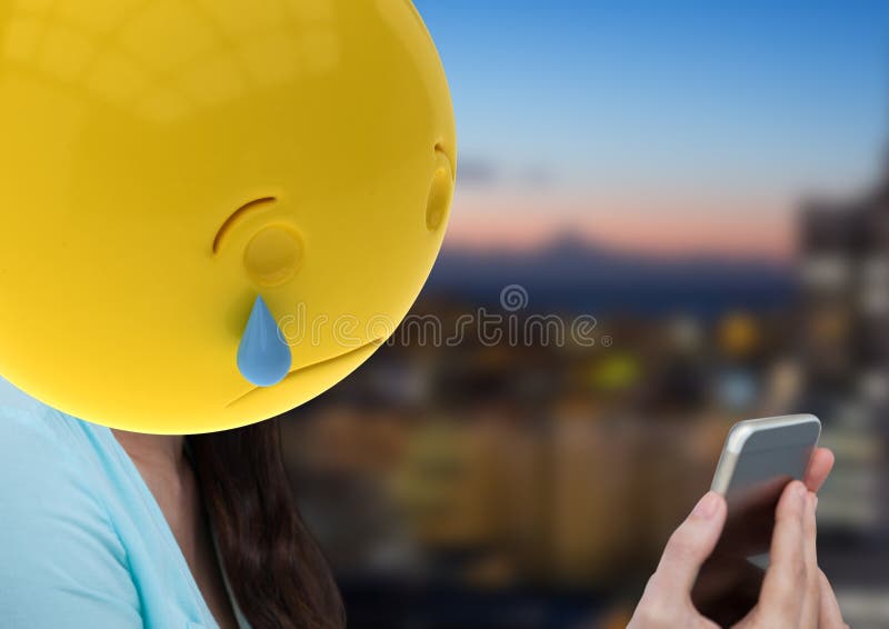 Crying with the Message. Emoji Face Stock Illustration - Illustration ...