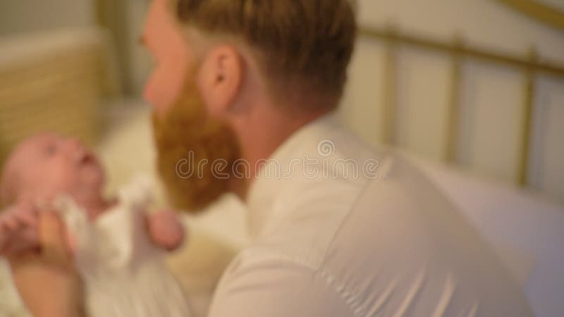 Crying Newborn Baby and Daddy Stock Footage - Video of childhood, love ...