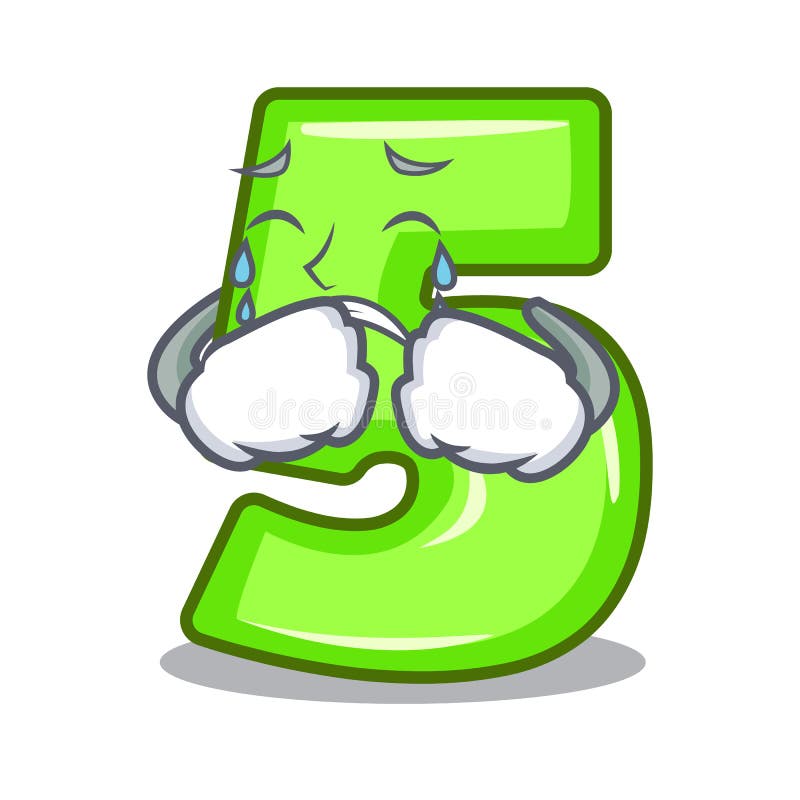 Crying Number Five Isolated on the Mascot Stock Vector - Illustration ...
