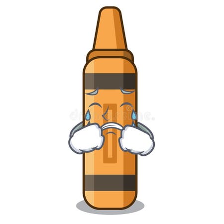 Crying Orange Crayon in the Cartoon Shape Stock Vector - Illustration ...
