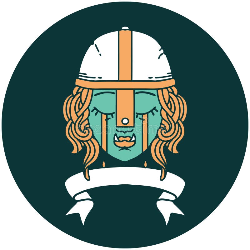 Crying Orc Fighter Character Face Icon Stock Vector - Illustration of ...