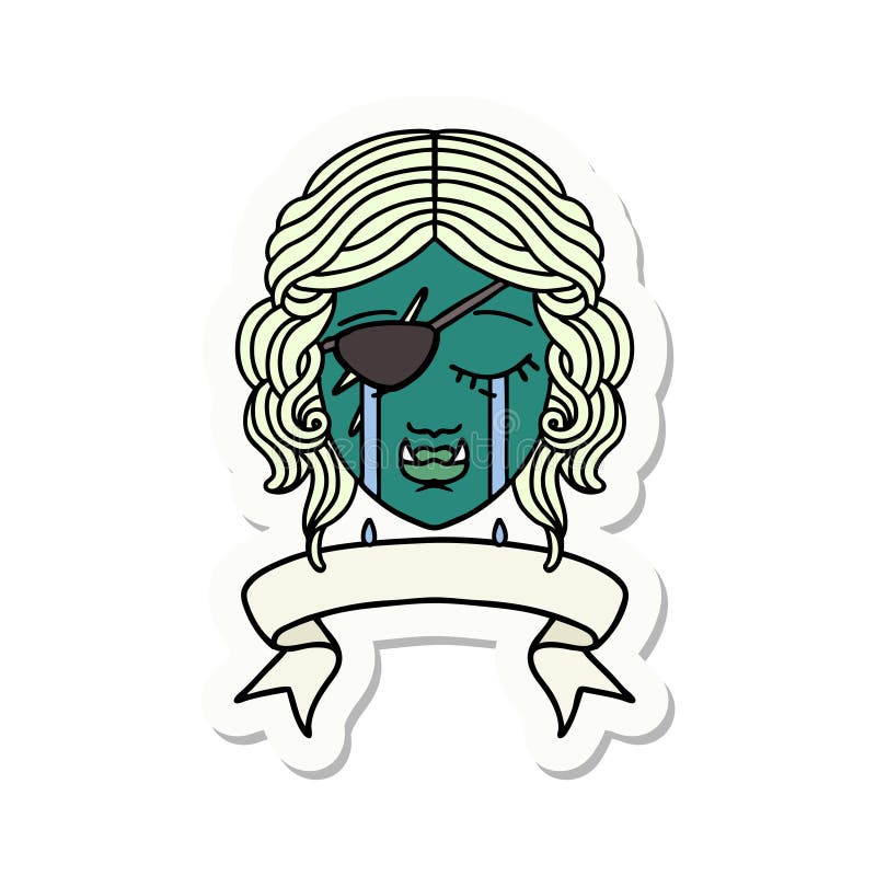 Crying Orc Rogue Character Face Sticker Stock Vector - Illustration of ...