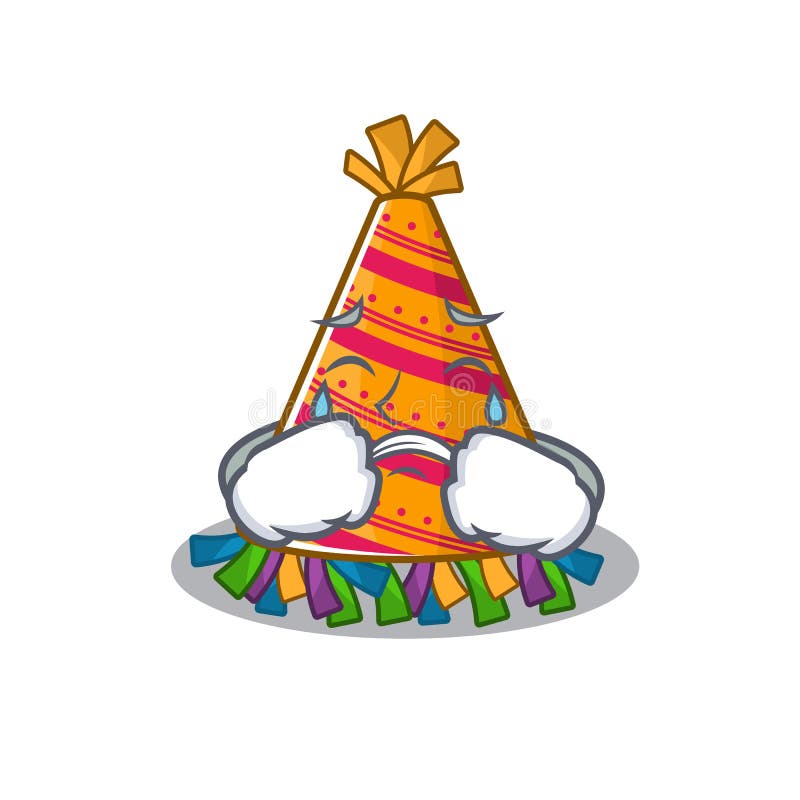 Crying Party Hat Cartoon with Character Shape Stock Vector ...