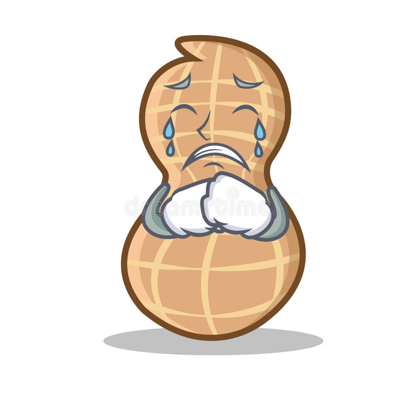 Crying Peanut Character Cartoon Style Stock Vector - Illustration of ...