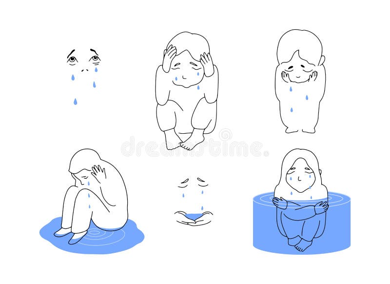 Crying Person Set, Suffering People. a Lot of Teardrops Stock Vector ... Crying Person Set, Suffering People. a Lot of Teardrops Stock Vector ...