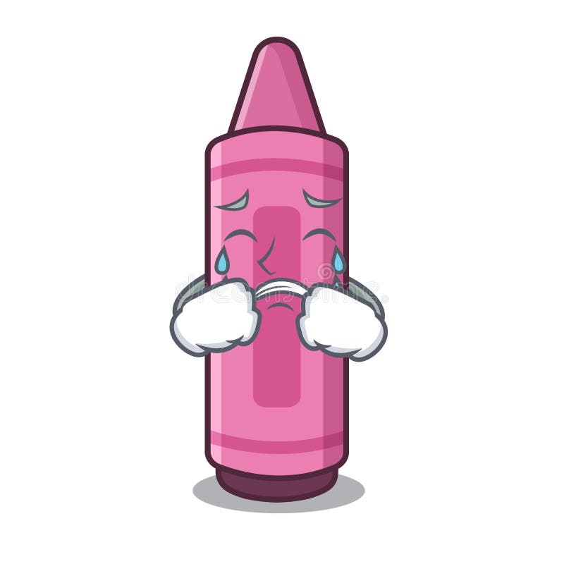Crying Pink Crayons in the Character Shape Stock Vector - Illustration ...