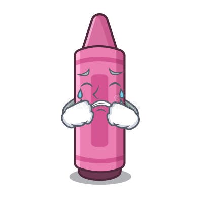 Crying Pink Crayons in the Character Shape Stock Vector - Illustration ...