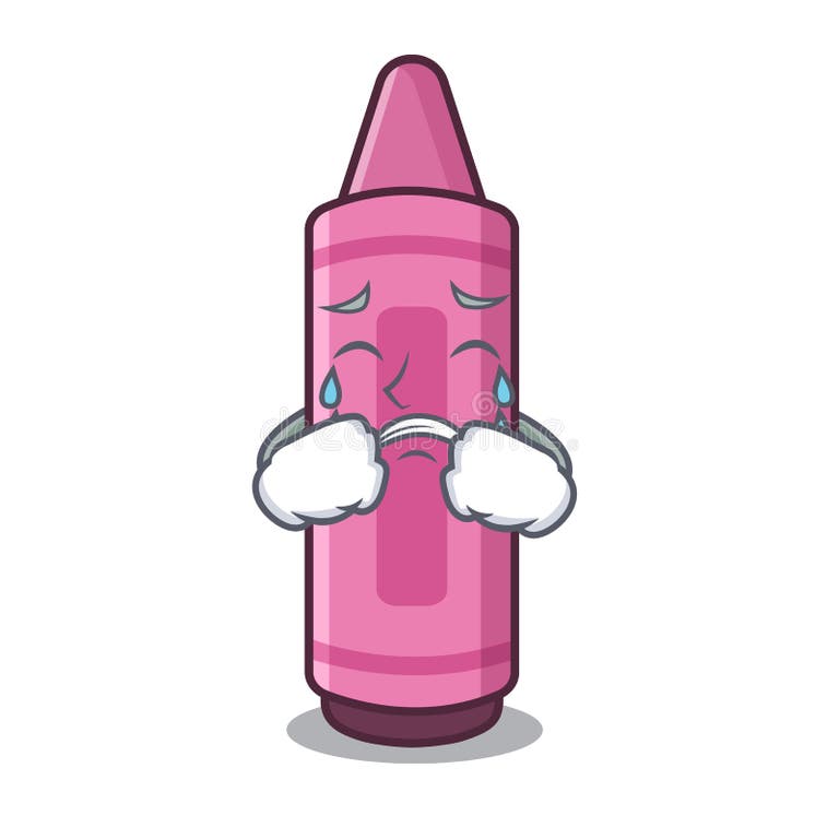 Crying Pink Crayons in the Character Shape Stock Vector - Illustration ...