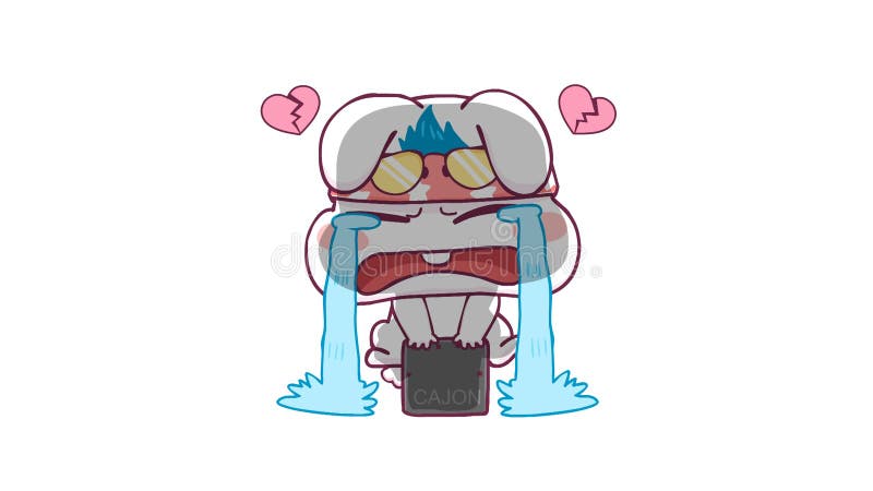 Crying Rabbit Animation with Spotlight - White Background Stock Footage ...