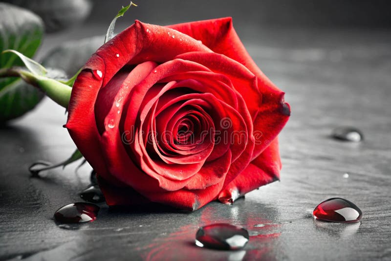 Crying Red Rose on Black and White Background Stock Illustration ...