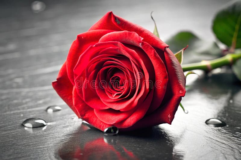 Crying Red Rose on Black and White Background Stock Illustration ...