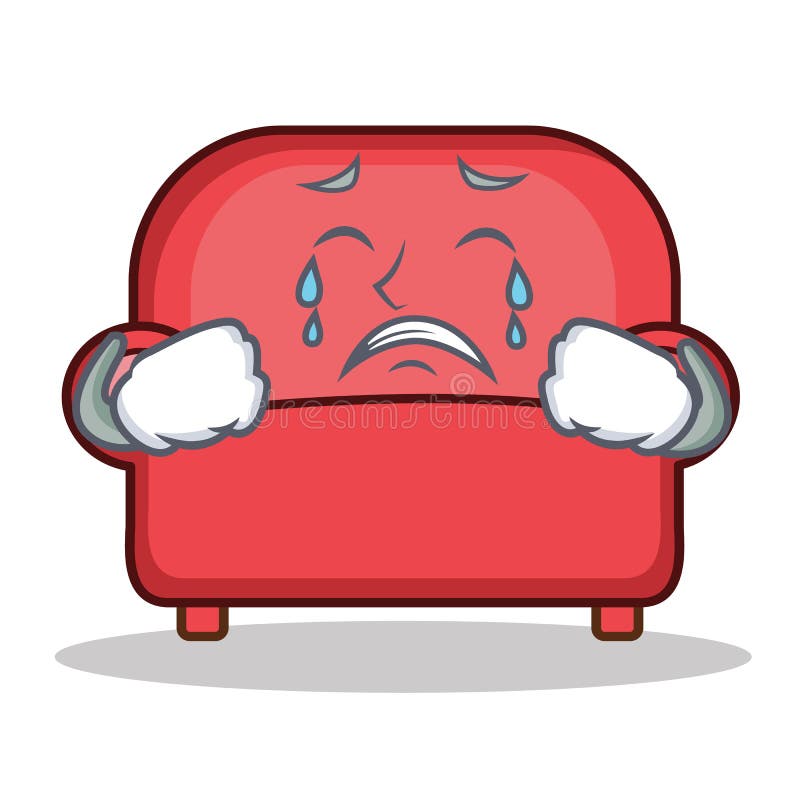 Crying Red Sofa Character Cartoon Stock Vector - Illustration of ...