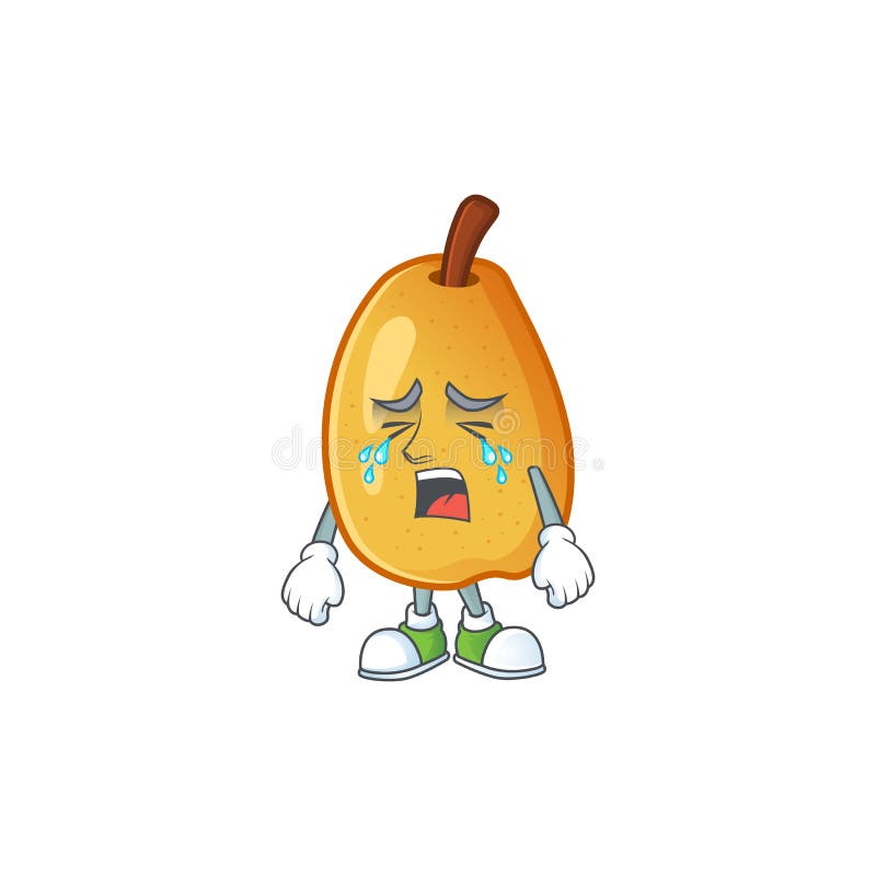 Crying Ripe Fragrant Pear Fruit Cartoon Character Stock Vector ...