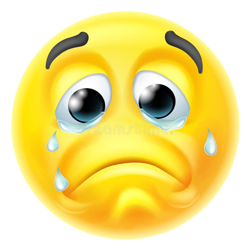Crying Sad Emoticon Cartoon Face Stock Vector - Illustration of tragedy ...