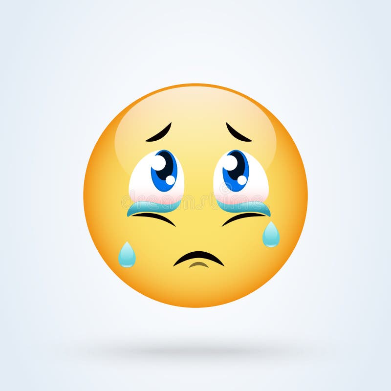 Crying Sad Emoticon, Emoji Vector Illustration. Sad Smiley Emoticon ...