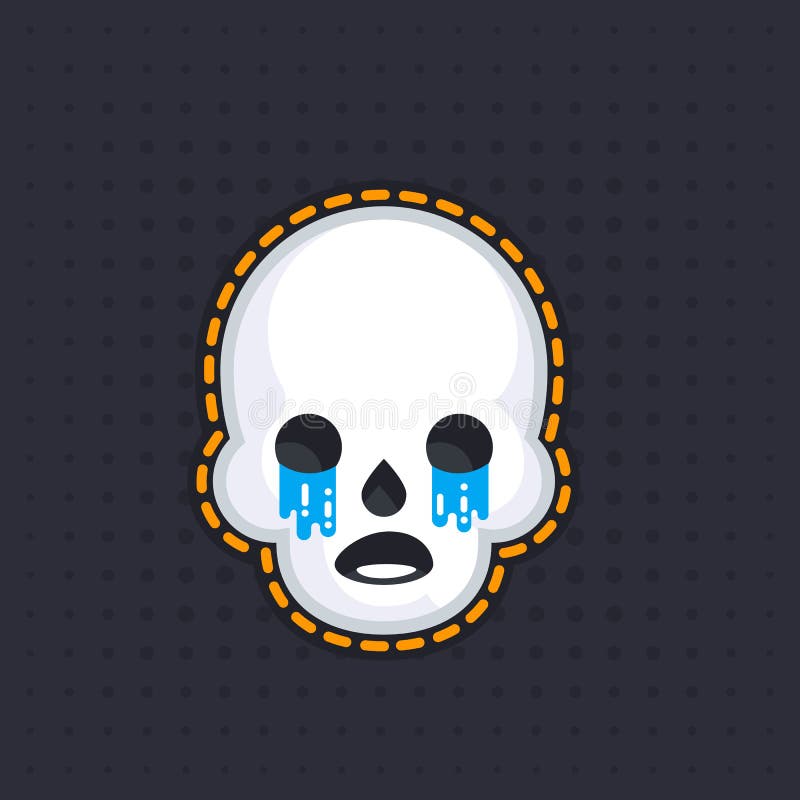 Crying Skull Vector Sticker Stock Vector - Illustration of cute, dead ...