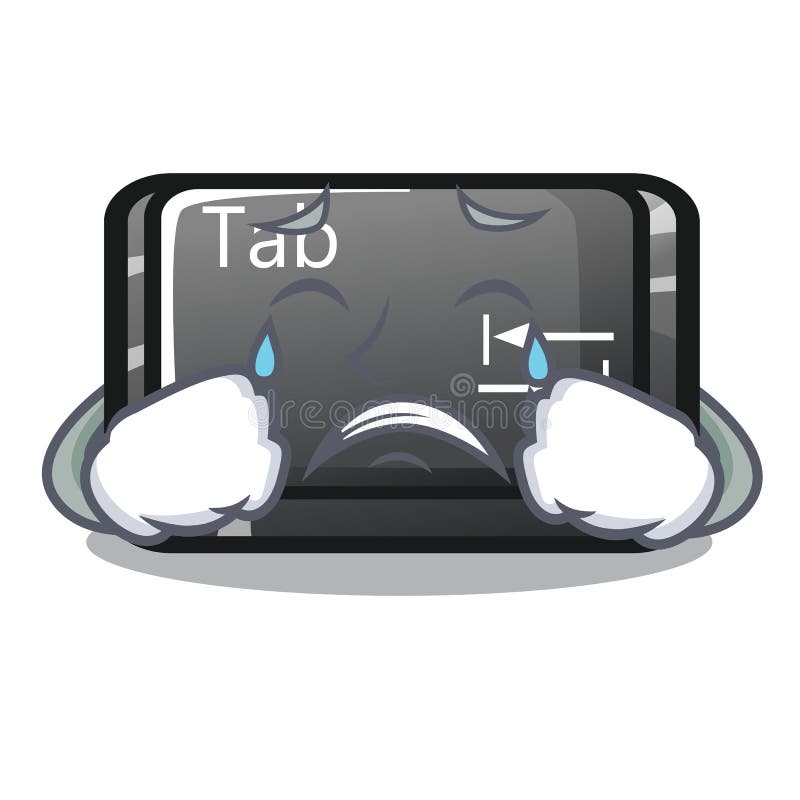 Crying Tab Button Attached To Cartoon Keyboard Stock Vector ...