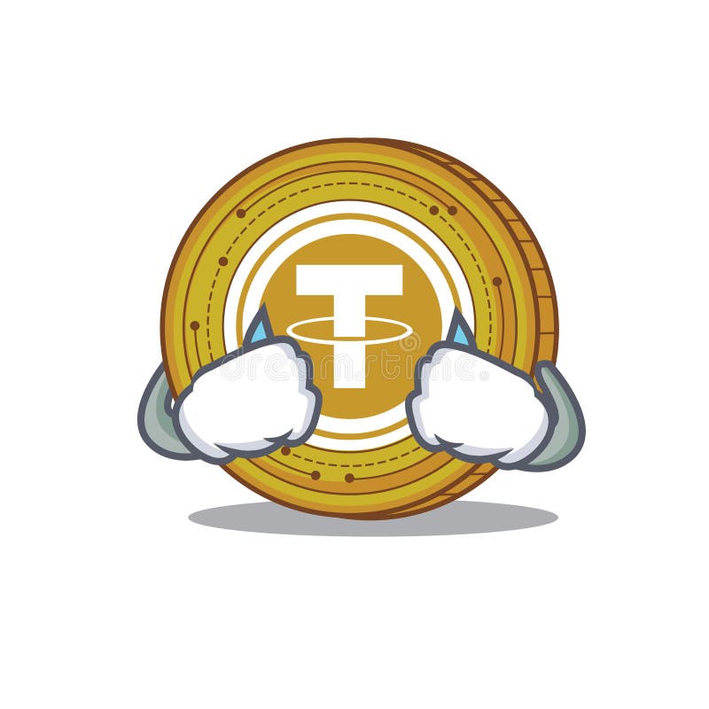 Crying Tether Coin Mascot Cartoon Editorial Stock Image - Illustration ...