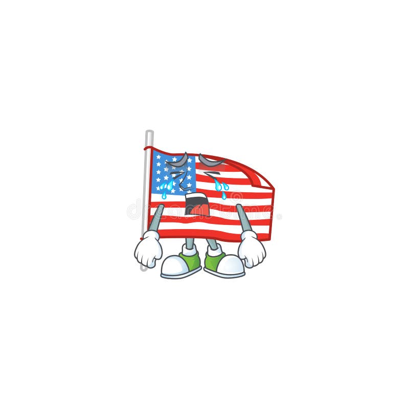 A Crying USA Flag with Pole Mascot Design Style Stock Vector ...