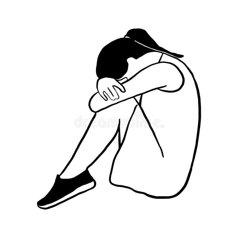 Crying woman doodle stock vector. Illustration of female - 259425683